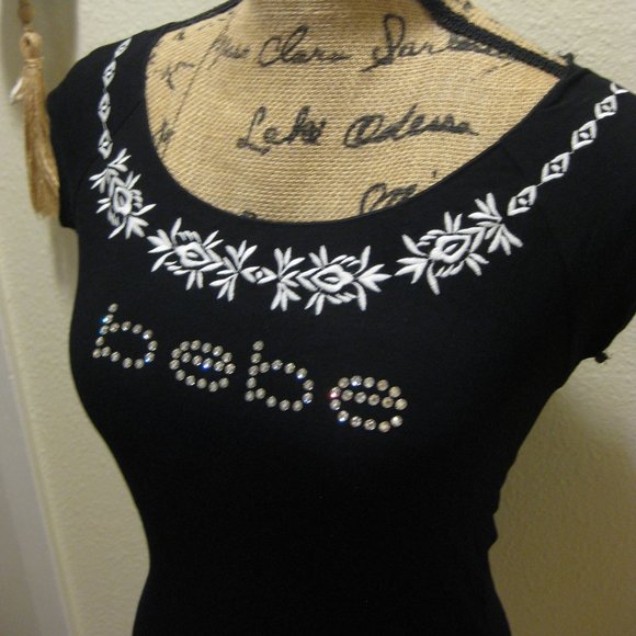 bebe | Tops | Nwt Bebe Rhinestone Logo Tee Top Shirt Xs Extra Sm | Poshmark